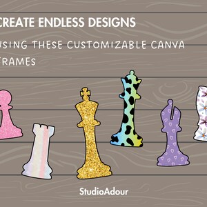 Design Your Own Chess Pieces Canva Frames, Chess Figures Canva Template ...