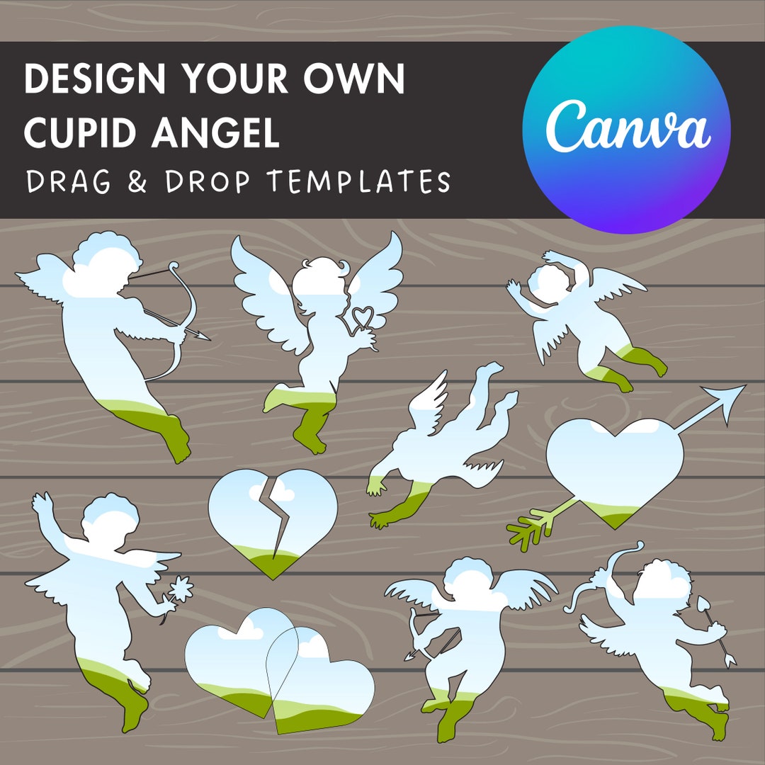 Design Your Own Cupid on Canva, Angel With Bow Canva Template, Drag and ...