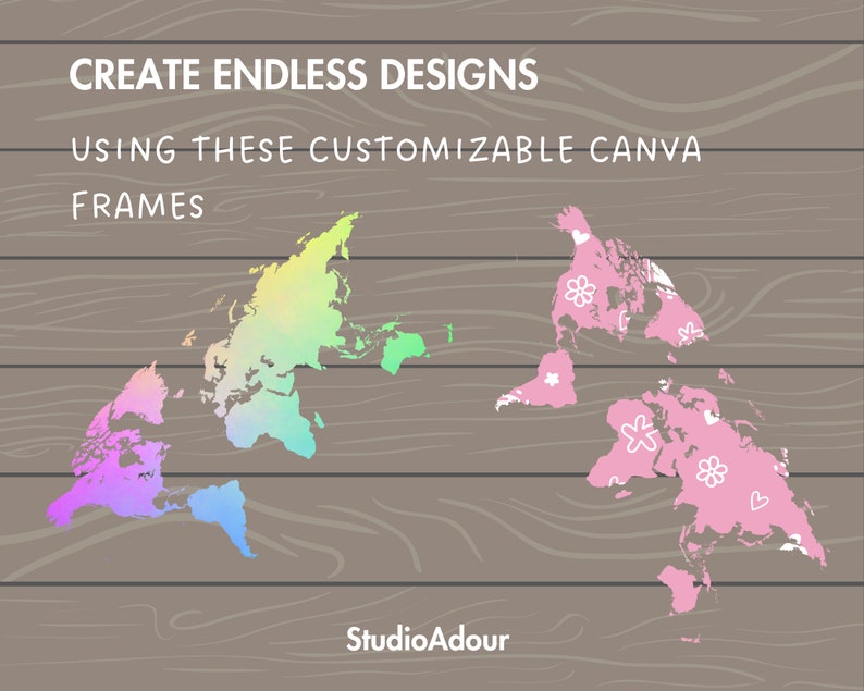 Design Your Own World Map on Canva, Editable Canva Template, Drag and ...