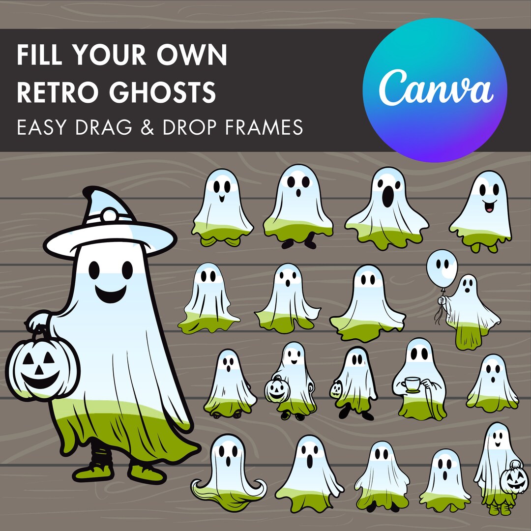 Design Your Own Retro Halloween Ghost, Ghost Canva Templates, Drag and ...