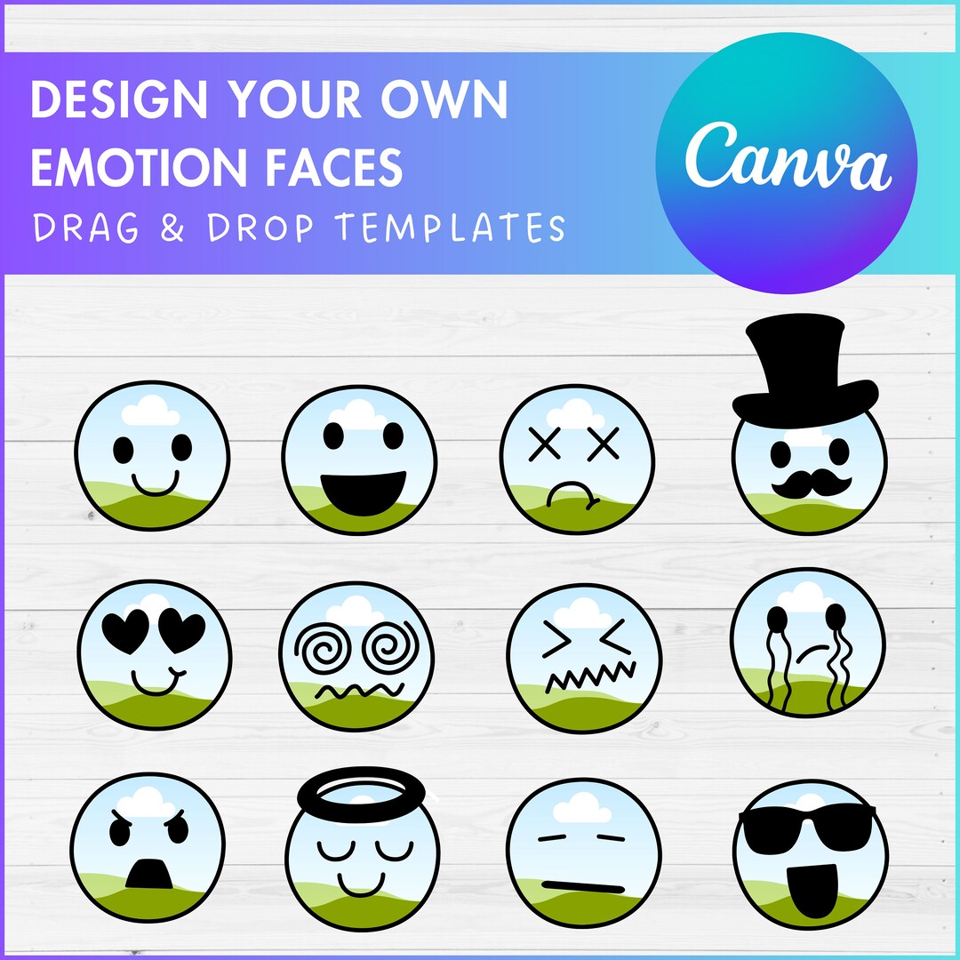 Design Your Own Emotion Faces Canva Frames, Funny Faces Template, Drag ...