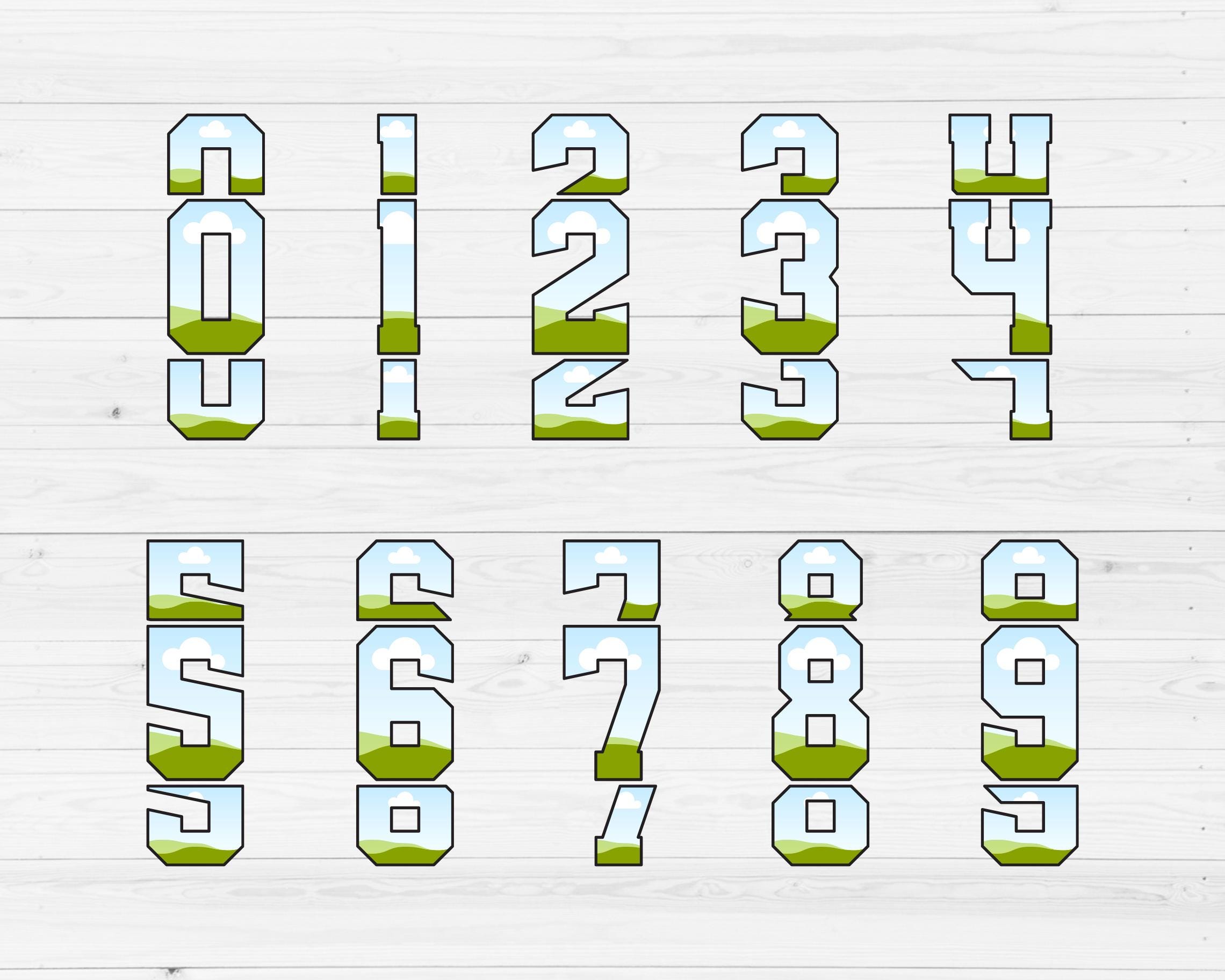 Triple Varsity Letters and Numbers, Stacked Varsity Canva Alphabet ...