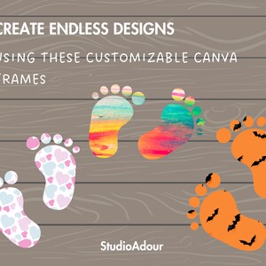 Design Your Own Baby Footprint Canva Frame, Editable Baby Feet Canva ...