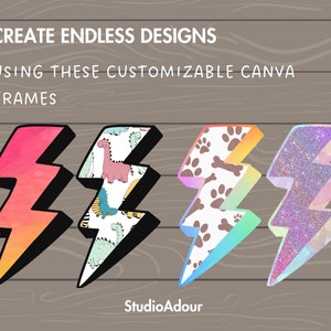 Design Your Own Lightning Bolt Canva Frames, Thunder Canva Template ...
