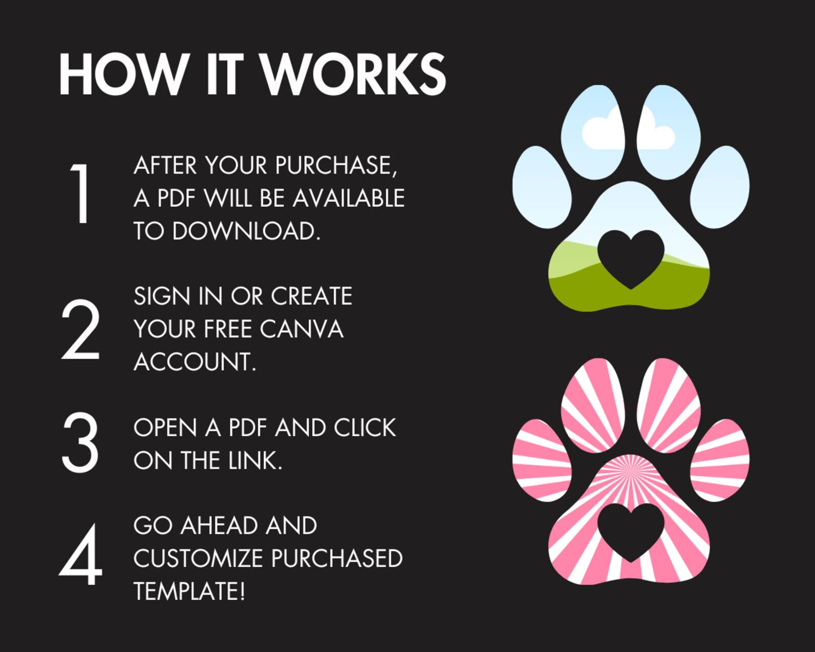 Design Your Own Paw Print Canva Frames, Paw Canva Template, Drag and ...
