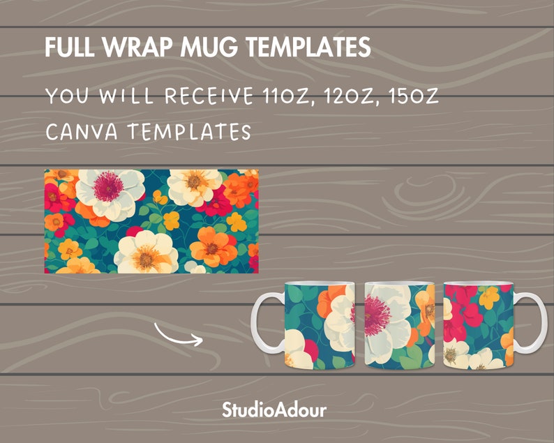 Design Your Own 11oz 12oz 15oz Mug Wrap, Full Wrap Mug Canva Templates ...
