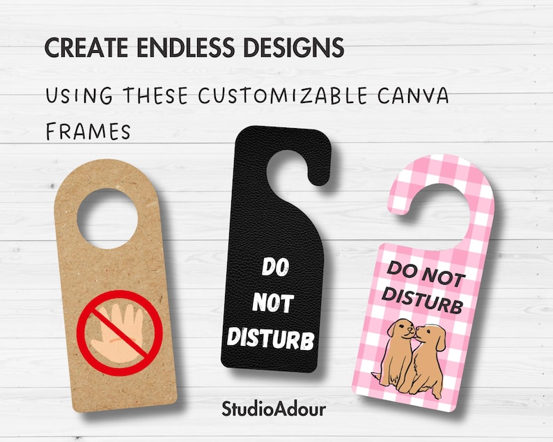 Door Hanger Editable Canva Template, Drag and Drop, Door Knob Hanger ...