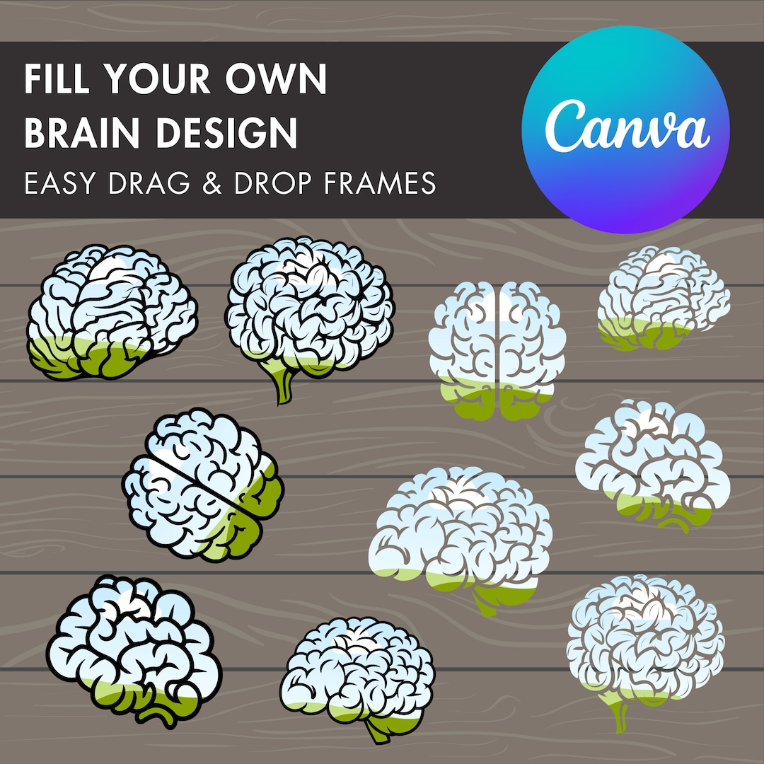 Design Your Own Brain Canva Frames, Human Brain Canva Templates, Drag ...