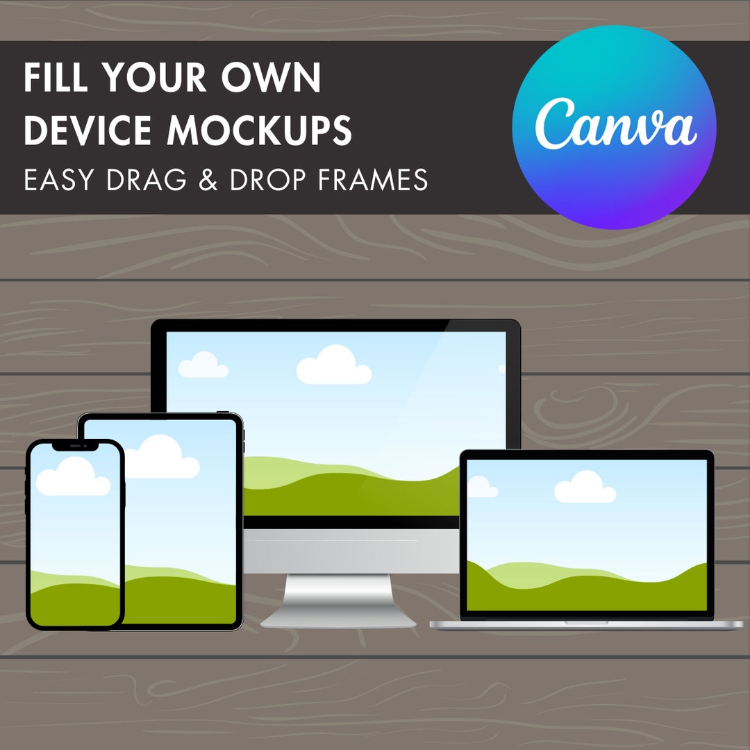 Device Mockup Bundle, Canva, Canva Phone Template, Editable Laptop ...