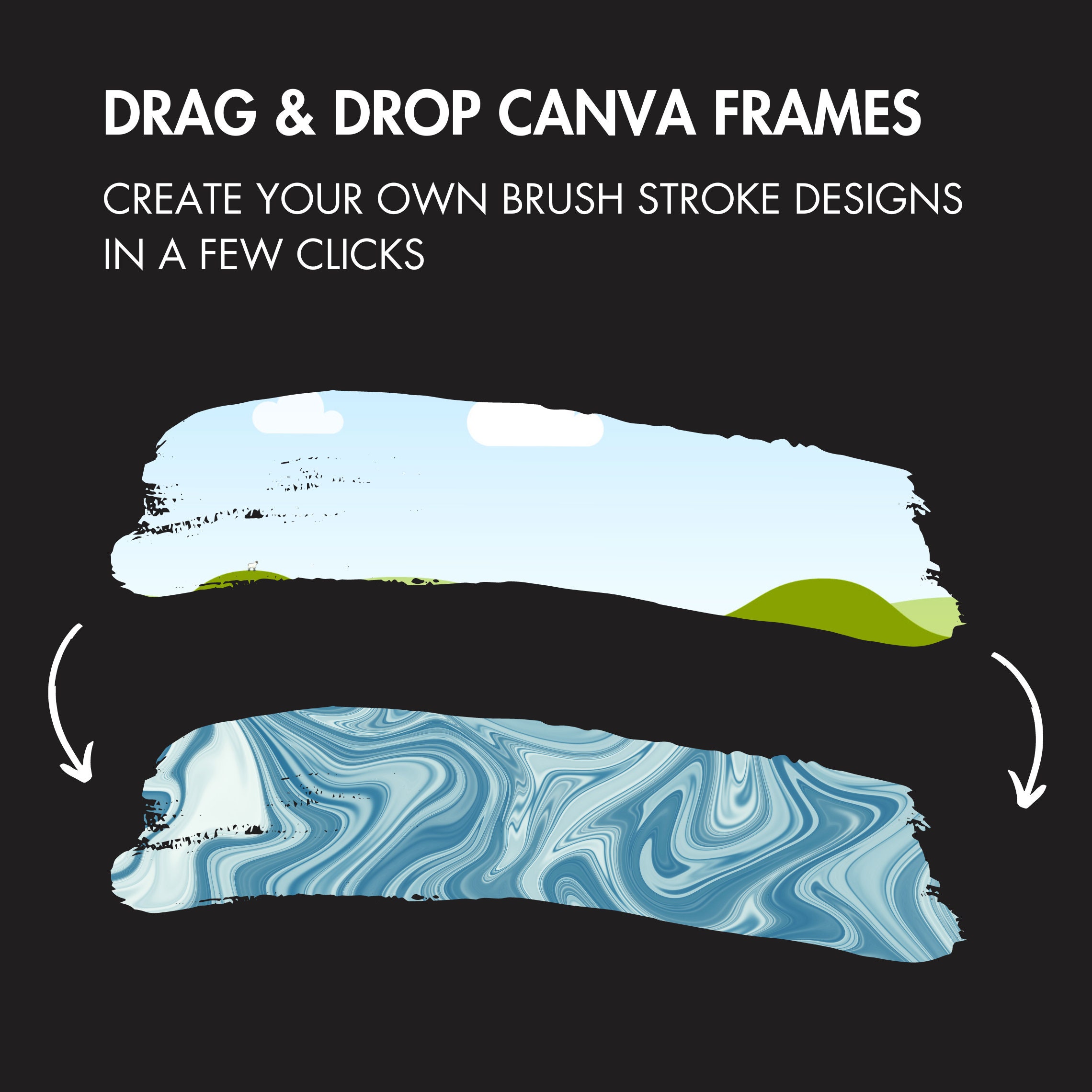 Brush Stoke Canva Frames Bundle, Paint Brush Canva Templates, Drag ...