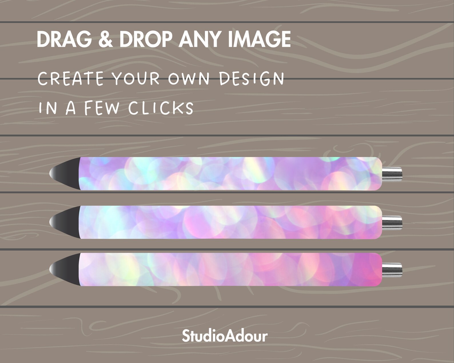 Full Wrap Small Pen Mockup, Epoxy Pen Canva Mockup, Easy Drag and Drop ...