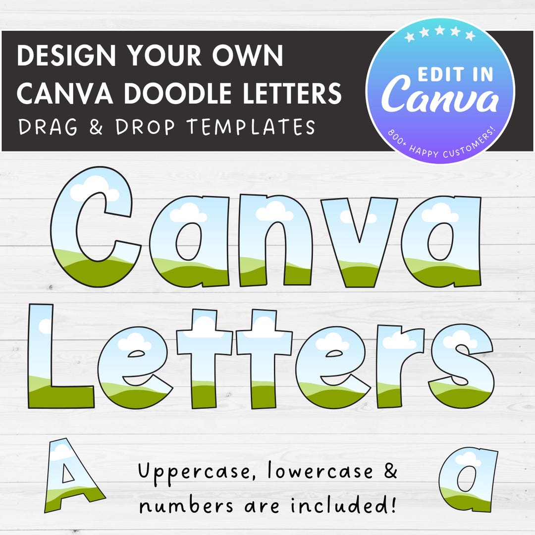 Doodle Letters Canva, Doodle Alphabet Canva Template, Drag & Drop ...