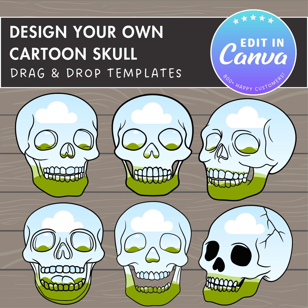 Design Your Own Skull Head on Canva, Editable Skull Canva Template ...