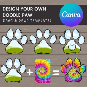 Design Your Own Doodle Paw Canva Frames, Paw Canva Template, Drag and ...