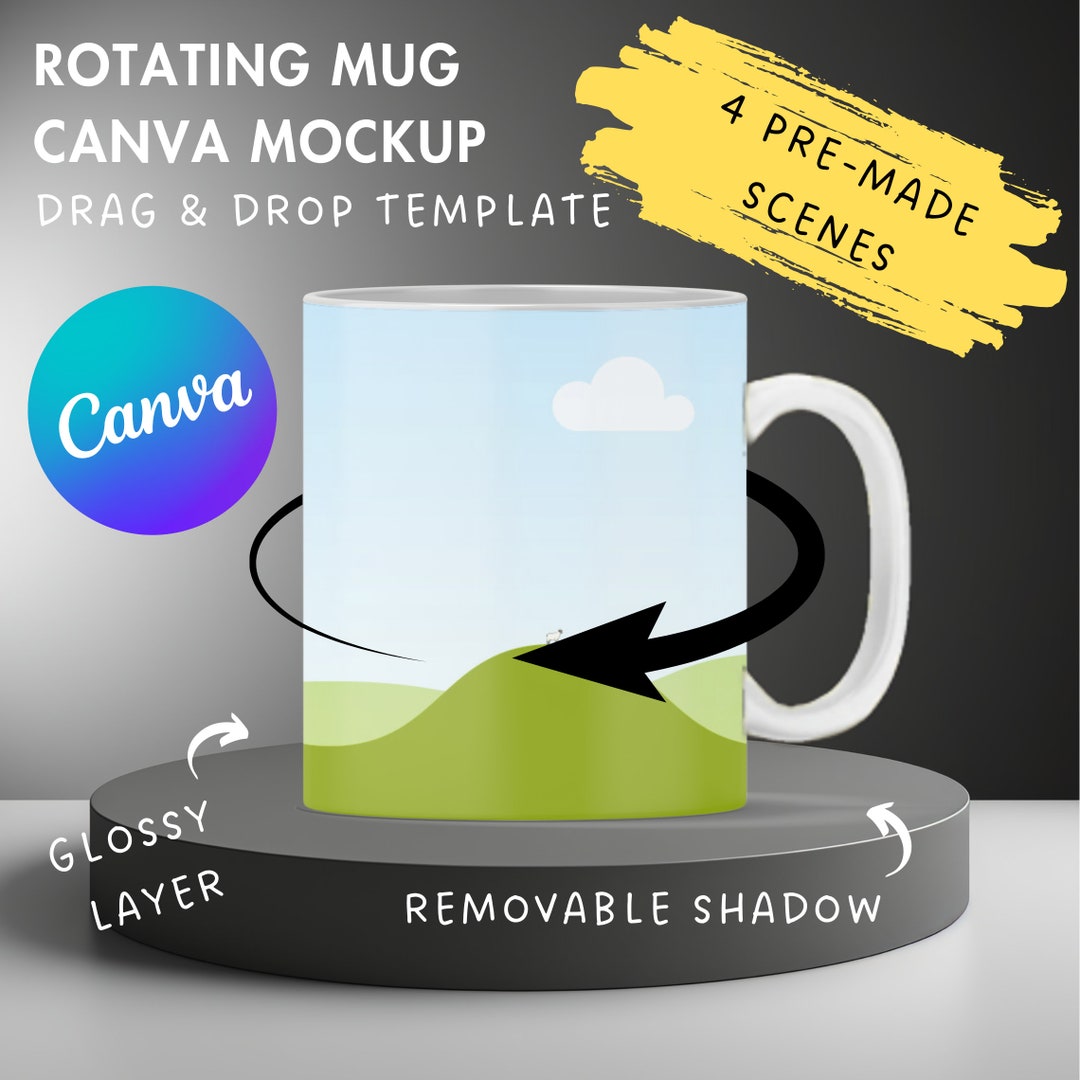 Rotating Mug Mockup, Animated Mug Canva Template, Rotating Mug Canva ...