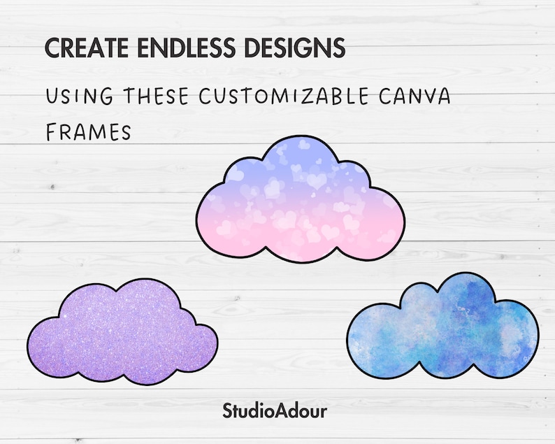 Design Your Own Clouds Canva Frames, Cloud Canva Templates, Drag and ...