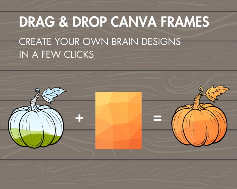 Pumpkins Canva Frames, Drag and Drop Canva Templates, Fall Halloween ...