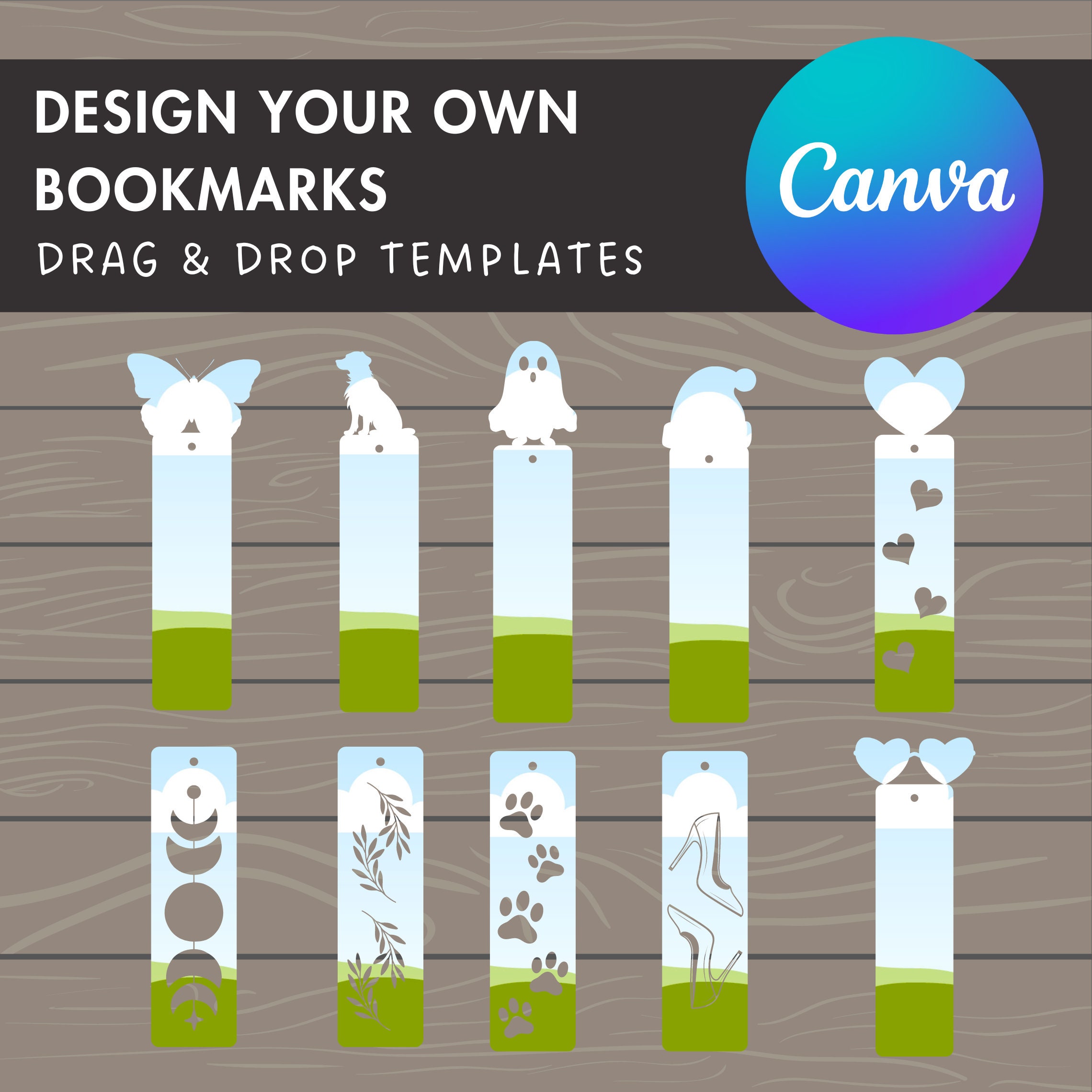 Design Your Own Bookmarks, Editable Bookmark Canva Template, Canva ...