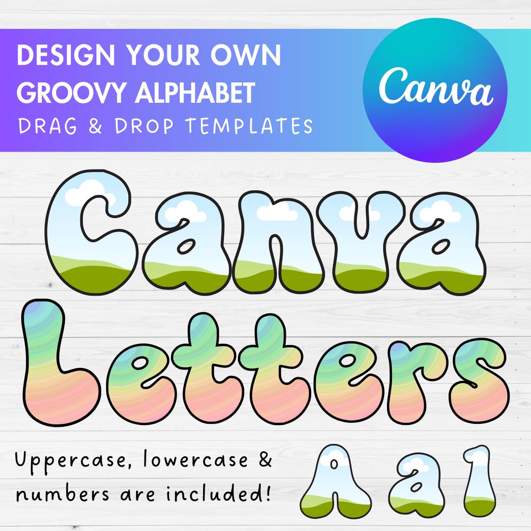 Design Your Own Groovy Alphabet on Canva, Retro Doodle Canva Letters ...