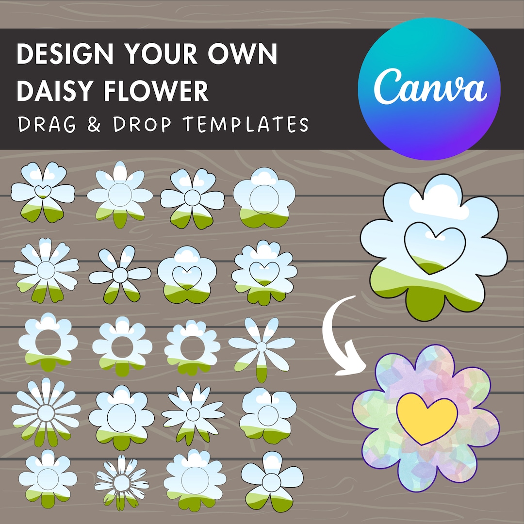 Design Your Own Daisy Flower, Simple Flower Canva Template, Easy Drag ...