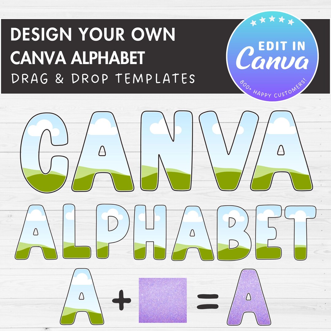 Doodle Canva Alphabet, Canva Letters & Numbers Template, Easy Drag and ...