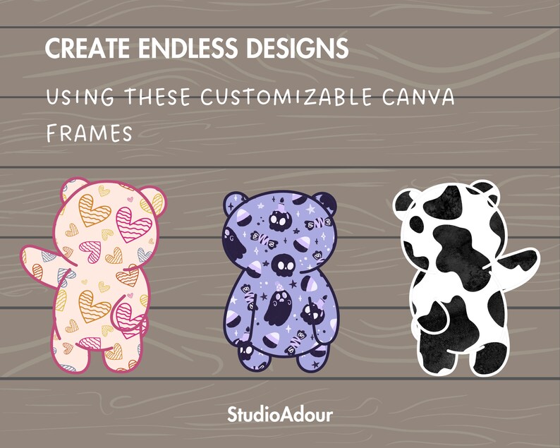 Design Your Own Teddy Bear Canva Frames, Cartoon Bear Templates, Drag ...