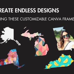 50 USA States Canva Frames, US States Templates, United States Map ...