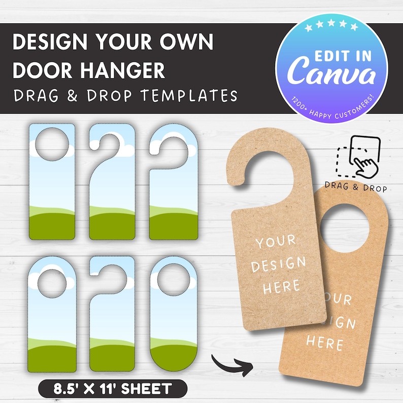 Door Hanger Editable Canva Template, Drag and Drop, Door Knob Hanger ...