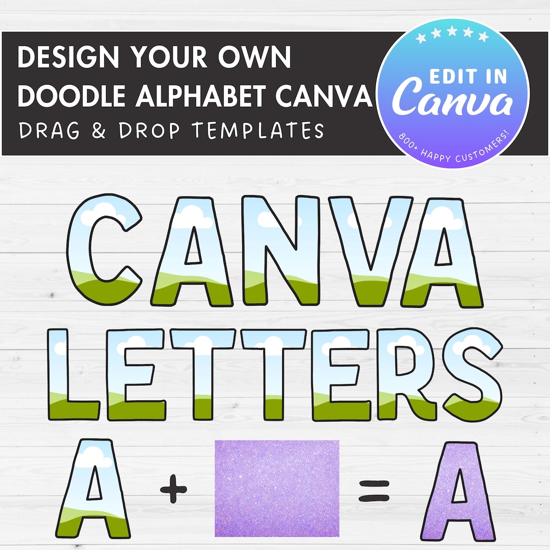 Editable Canva Alphabet Template, Doodle Letters Canva, Uppercase ...