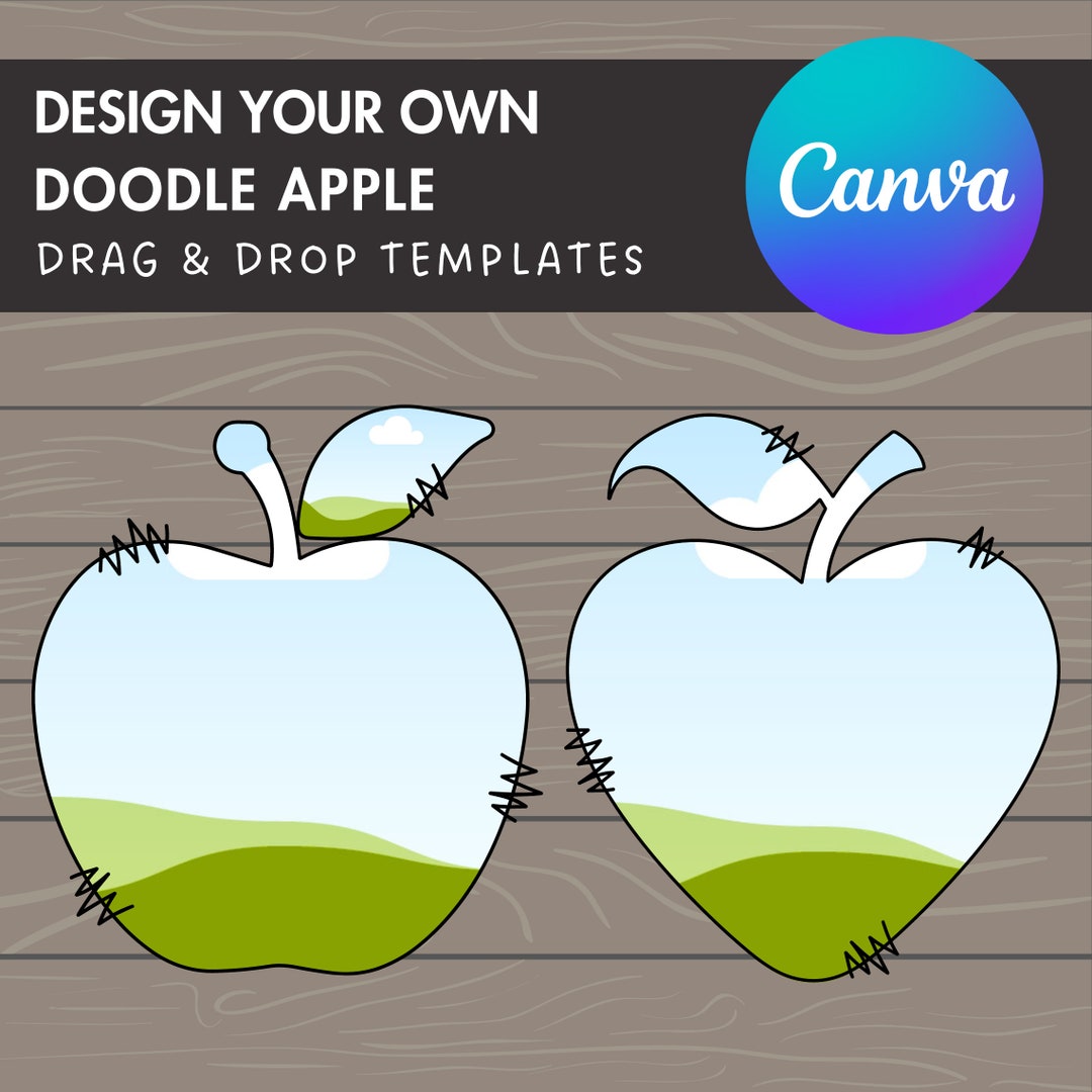 Design Your Own Doodle Apple on Canva, Apple Canva Template, Easy Drag ...