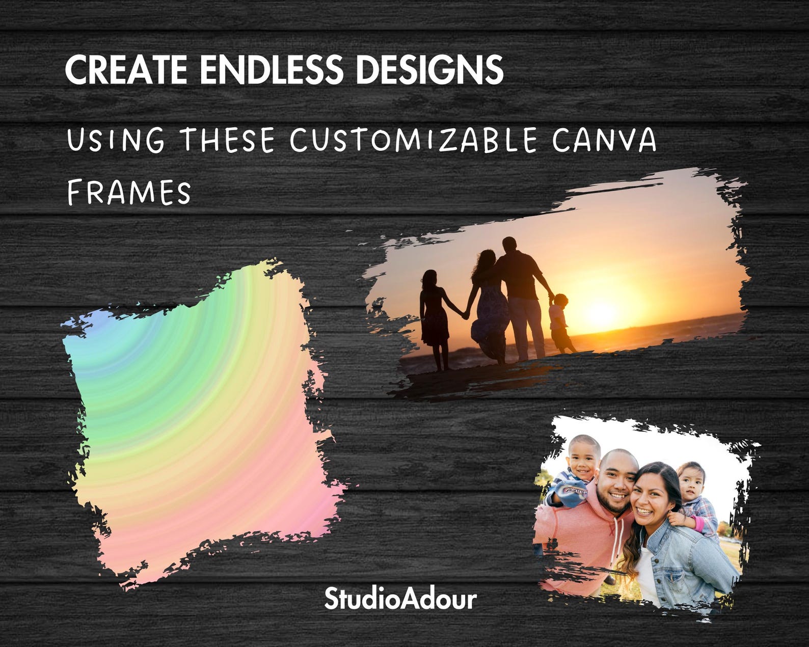 Design Your Own Distressed Edge Canva Frames, Grunge Pages Templates ...