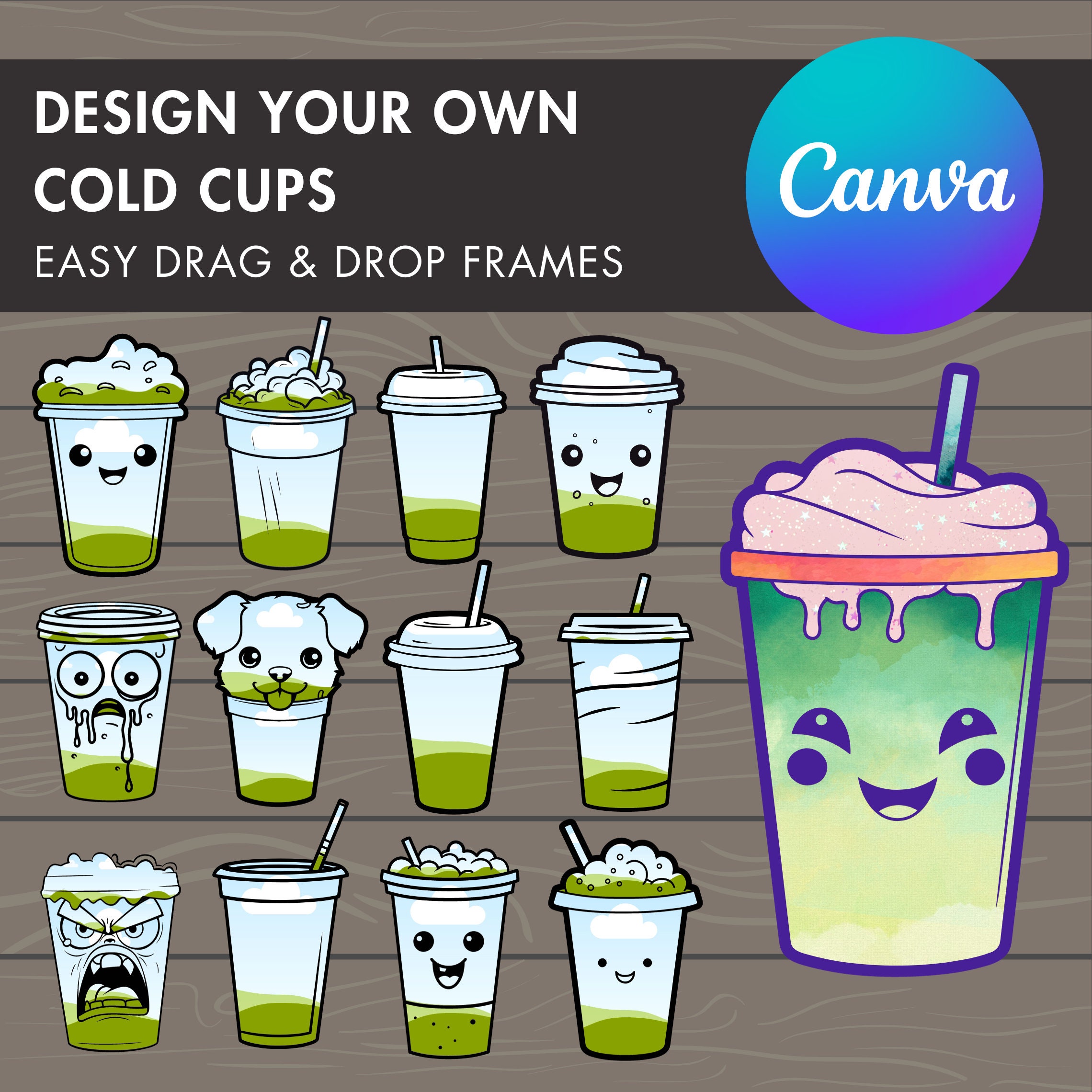 Design Your Own Coffee Cold Cups on Canva, Coffee Lover Canva Template ...