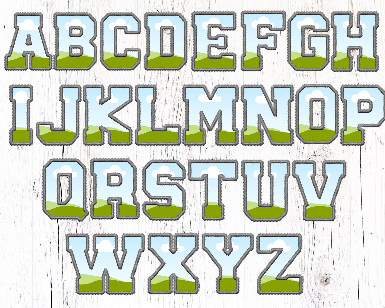 Varsity Letters and Numbers Canva, Faux Embroidery Varsity Alphabet ...