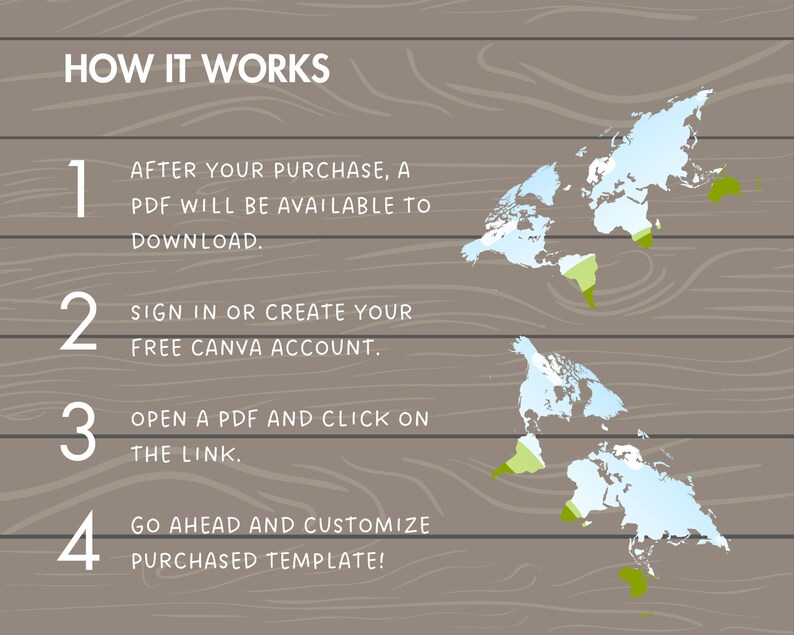 Design Your Own World Map on Canva, Editable Canva Template, Drag and ...
