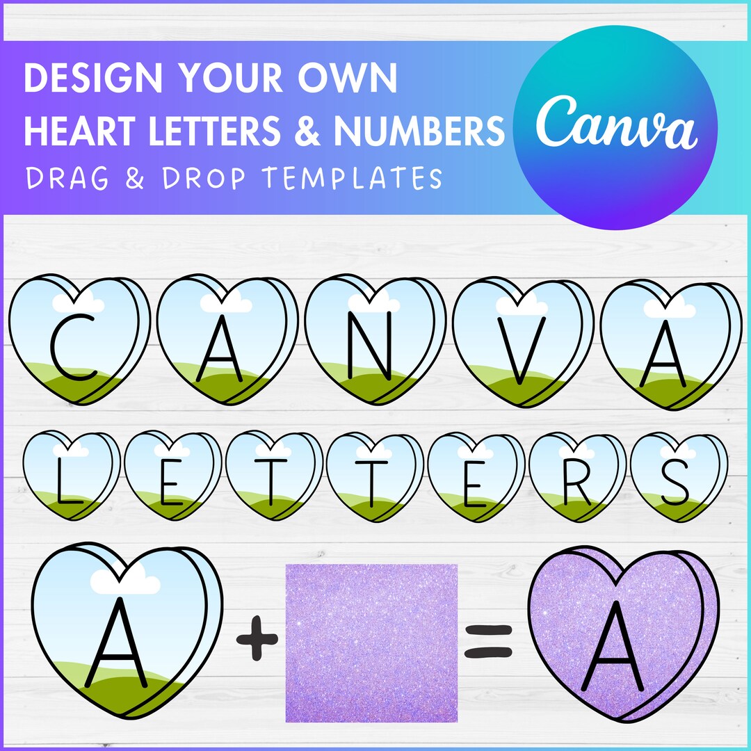 Design Your Own Heart Letters on Canva, Heart Alphabet Canva Template ...