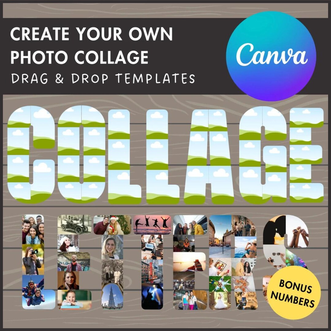 Design Your Own Photo Collage in Canva, Letters & Numbers Canva Frames ...
