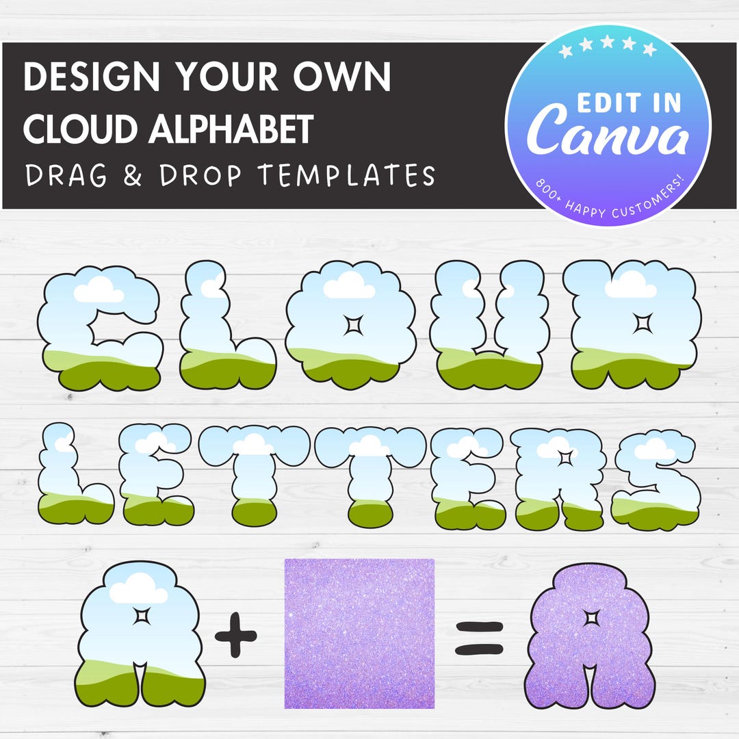 Cloud Canva Letters, Alphabet Canva Template, Drag and Drop, Editable ...