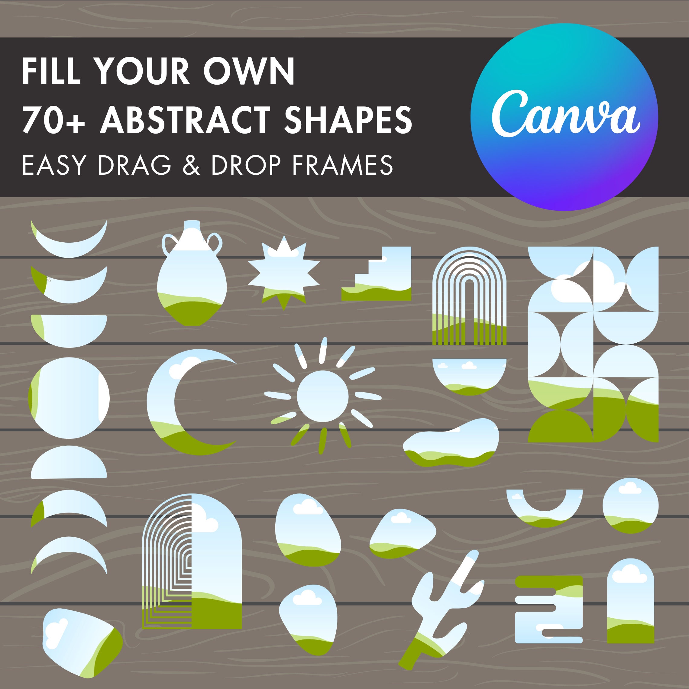 Design Your Own Abstract Shapes on Canva Boho Canva - Etsy