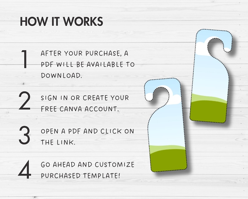 Door Hanger Editable Canva Template, Drag and Drop, Door Knob Hanger ...