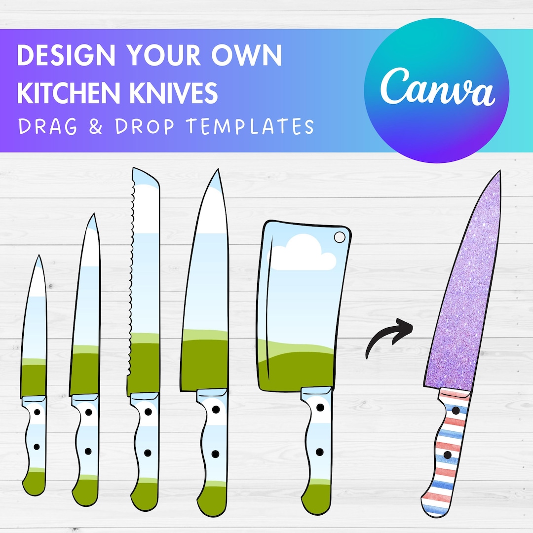 Design Your Own Kitchen Knives Canva Frames, Knife Canva Templates ...