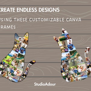 Design Your Own Cat Photo Collage Canva, Canva Frames Bundle, Drag and ...