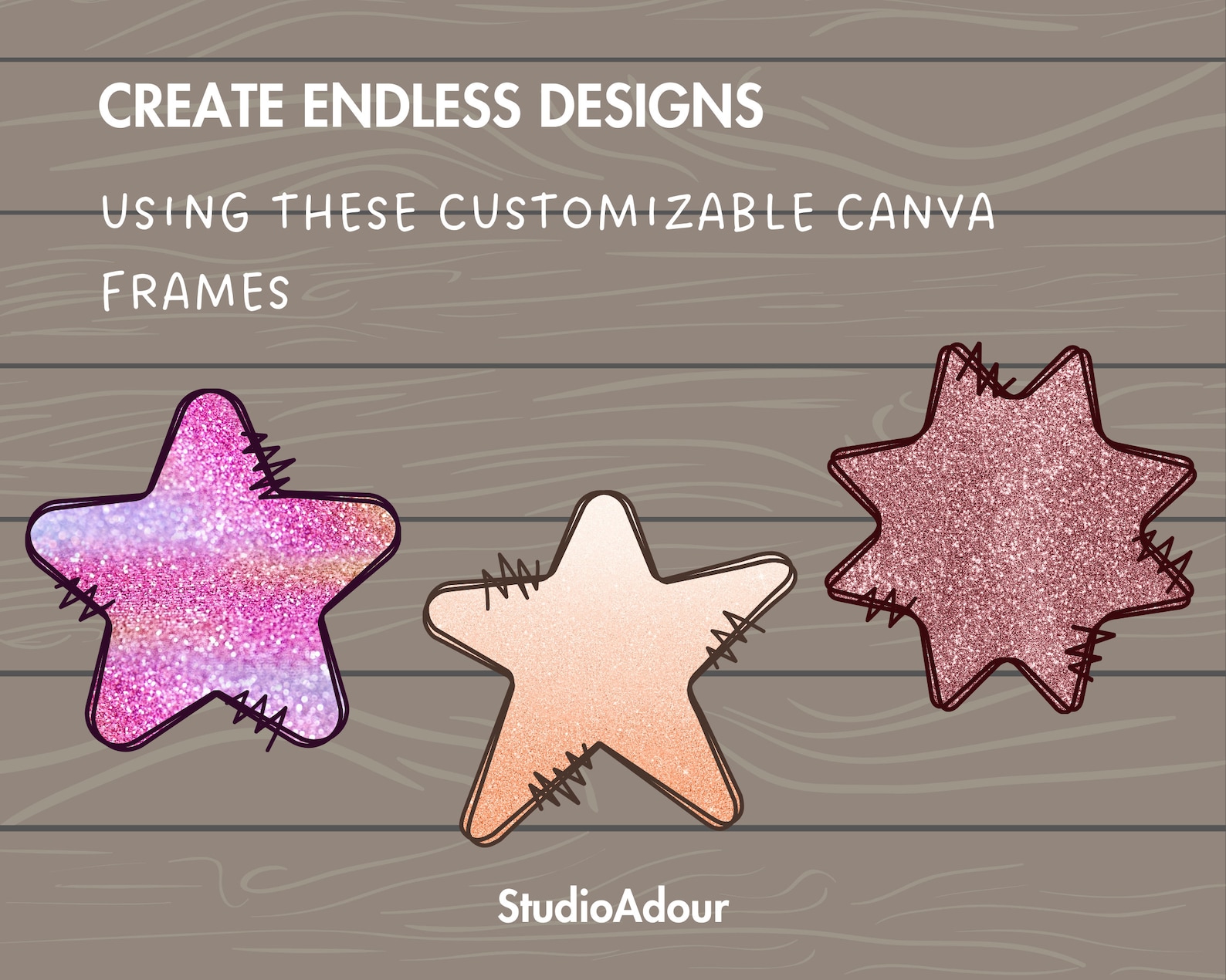 Design Your Own Doodle Starts on Canva, Star Canva Template, Drag and ...