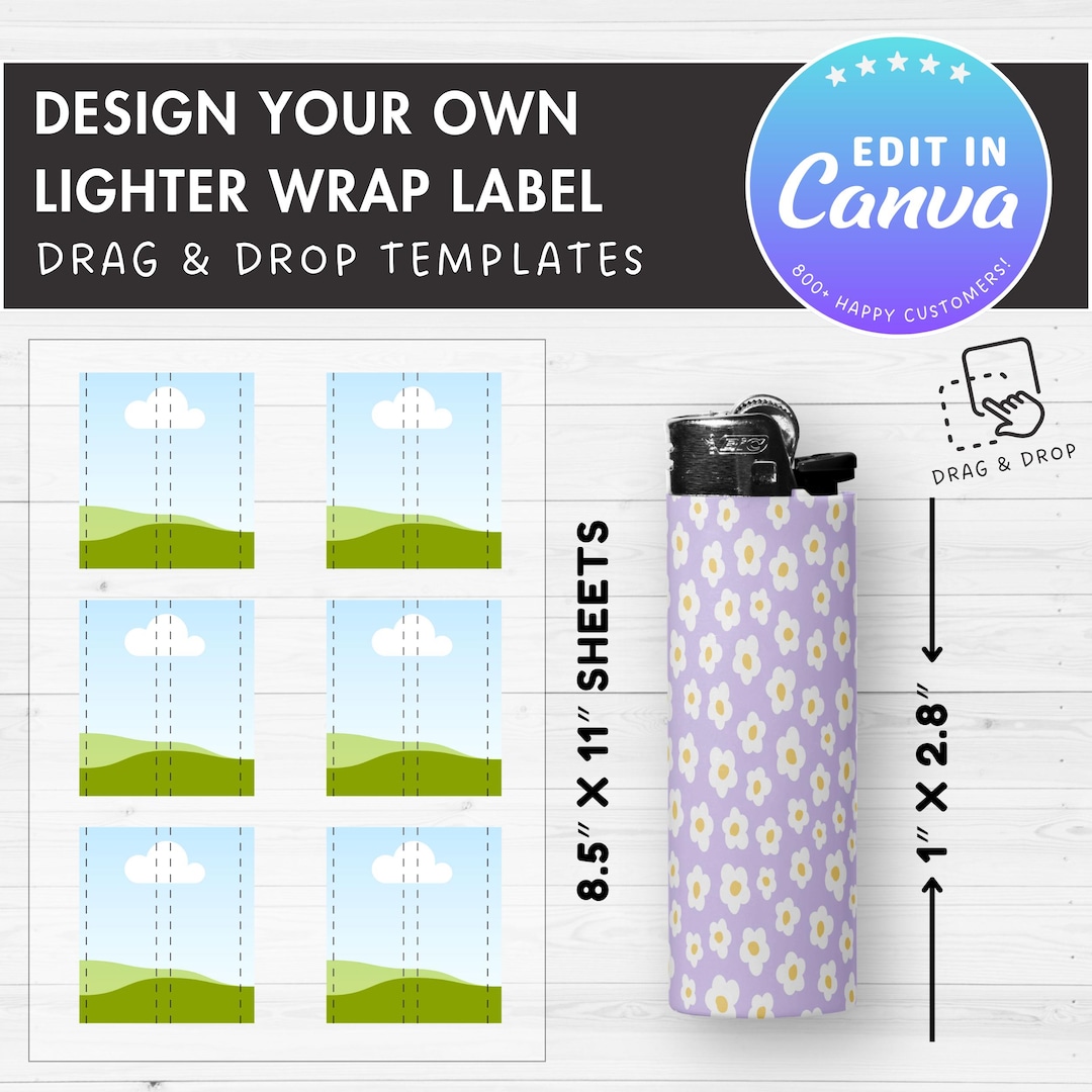 Design Your Own Lighter Wrap, Lighter Label Editable Canva Template ...
