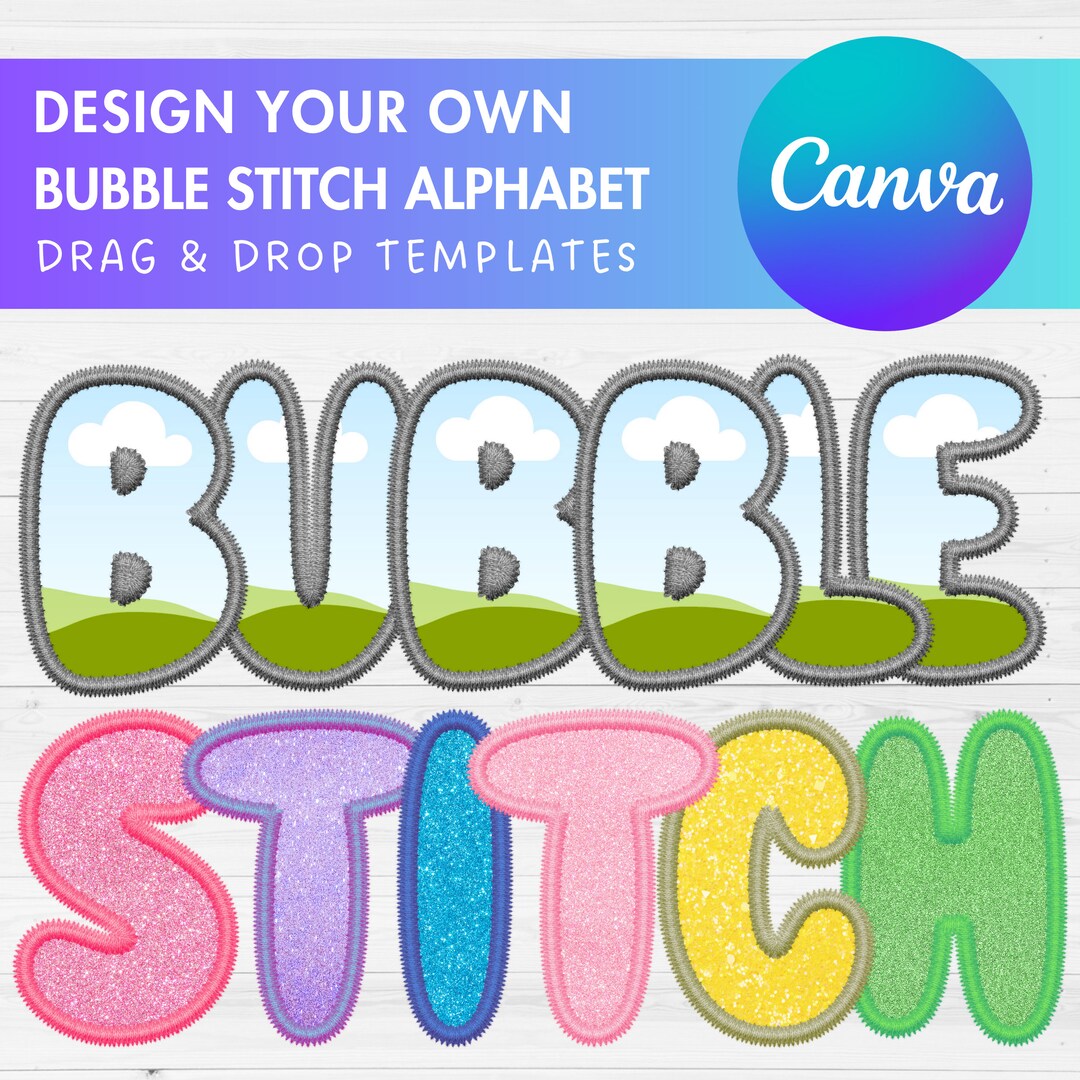 Digital Stitch Canva Alphabet PNG, Faux Embroidery Applique Letters ...