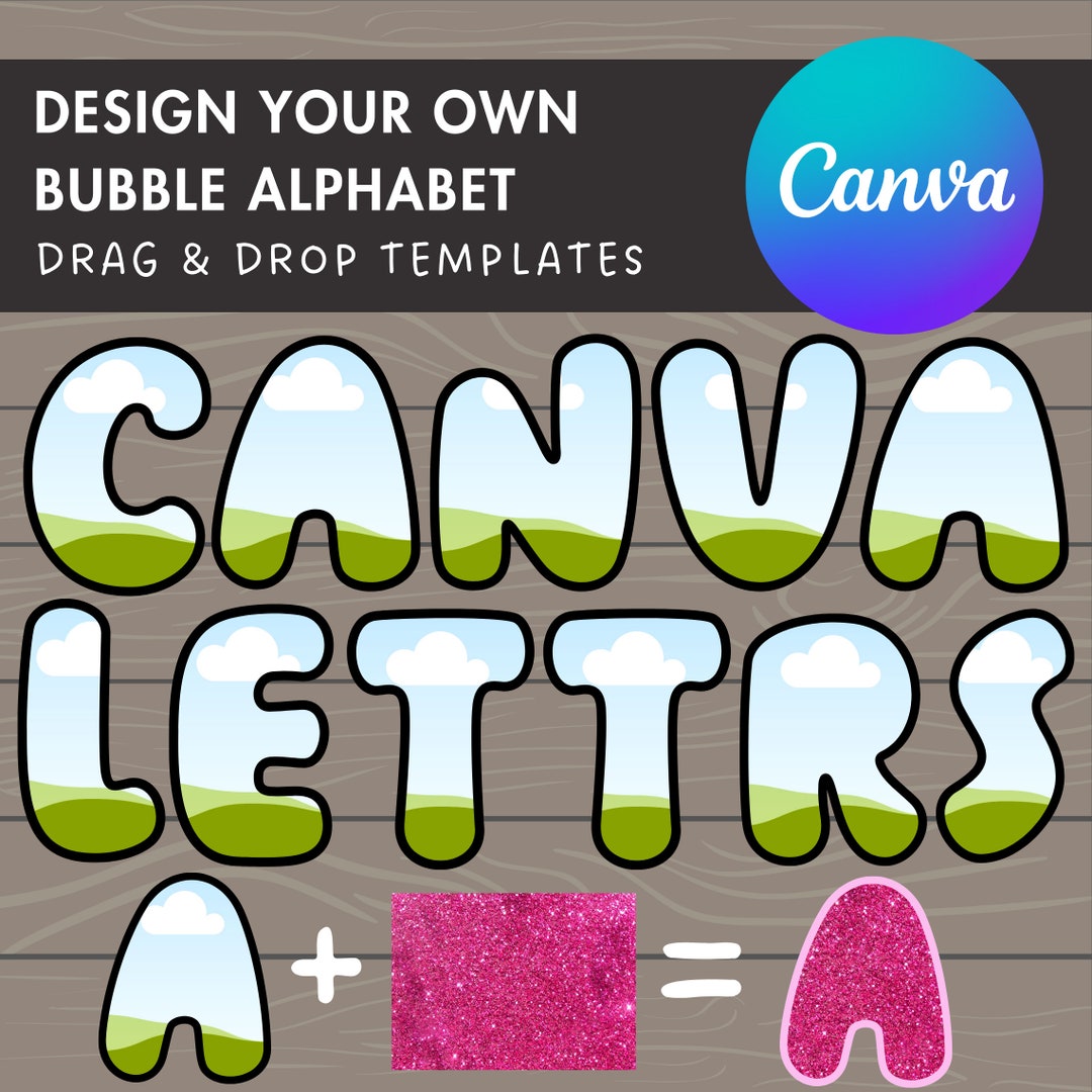 Design Your Own Bubble Letters on Canva, Doodle Alphabet Canva Template ...