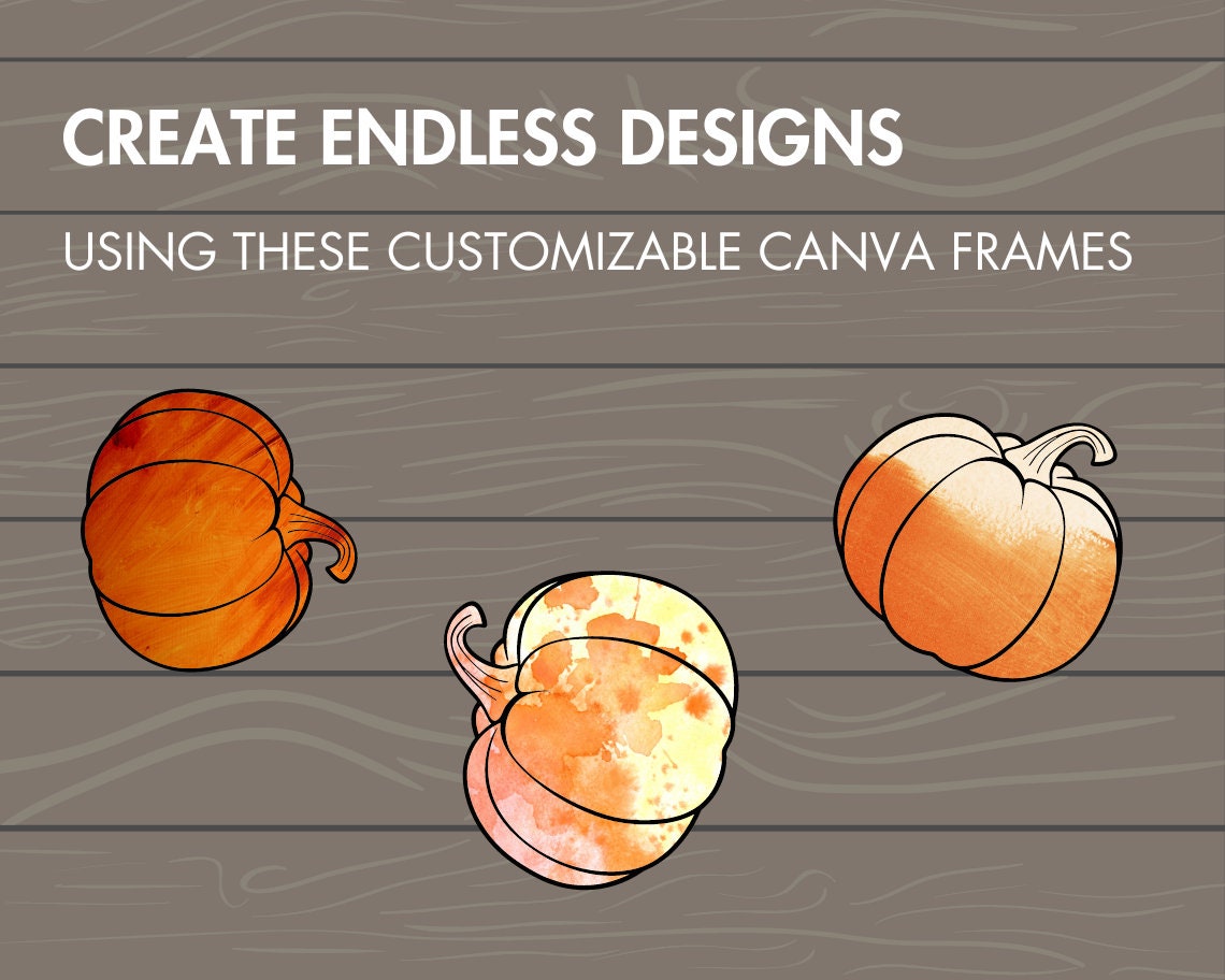 Pumpkins Canva Frames, Drag and Drop Canva Templates, Fall Halloween ...