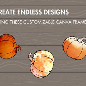 Pumpkins Canva Frames, Drag and Drop Canva Templates, Fall Halloween ...
