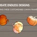 Pumpkins Canva Frames, Drag and Drop Canva Templates, Fall Halloween ...