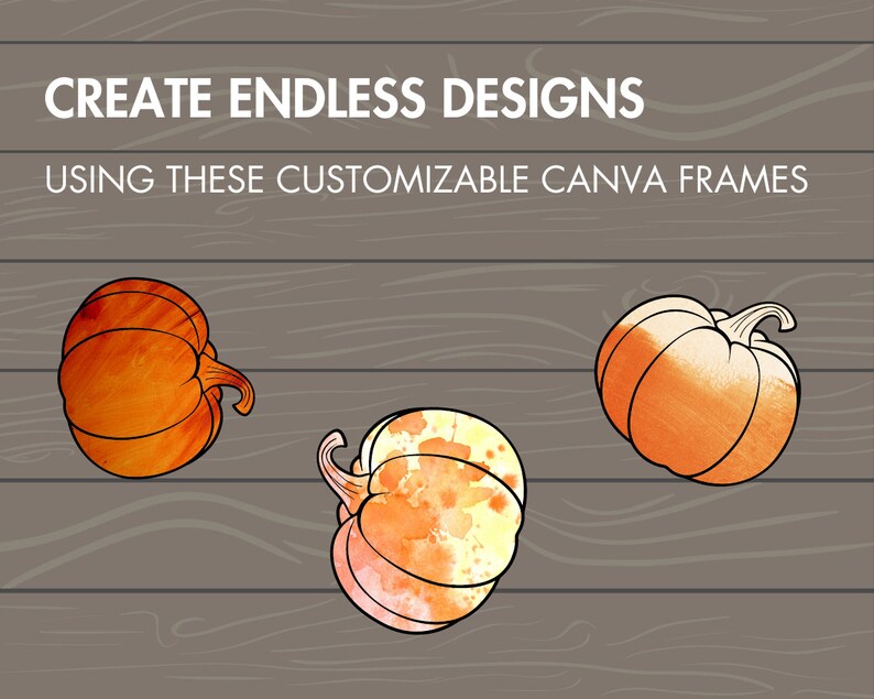 Pumpkins Canva Frames, Drag and Drop Canva Templates, Fall Halloween ...
