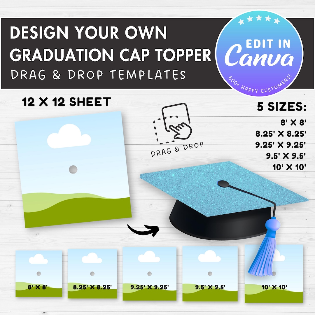 Graduation Cap Topper Editable Canva Template, Easy Drag and Drop ...